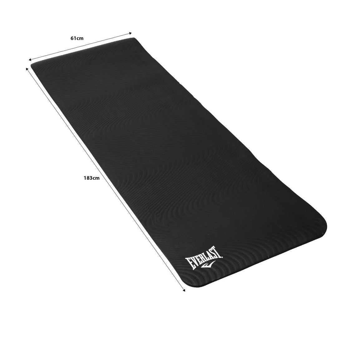 Black Exercise Mat, 183cm x 61cm x 15mm | Everlast Australia